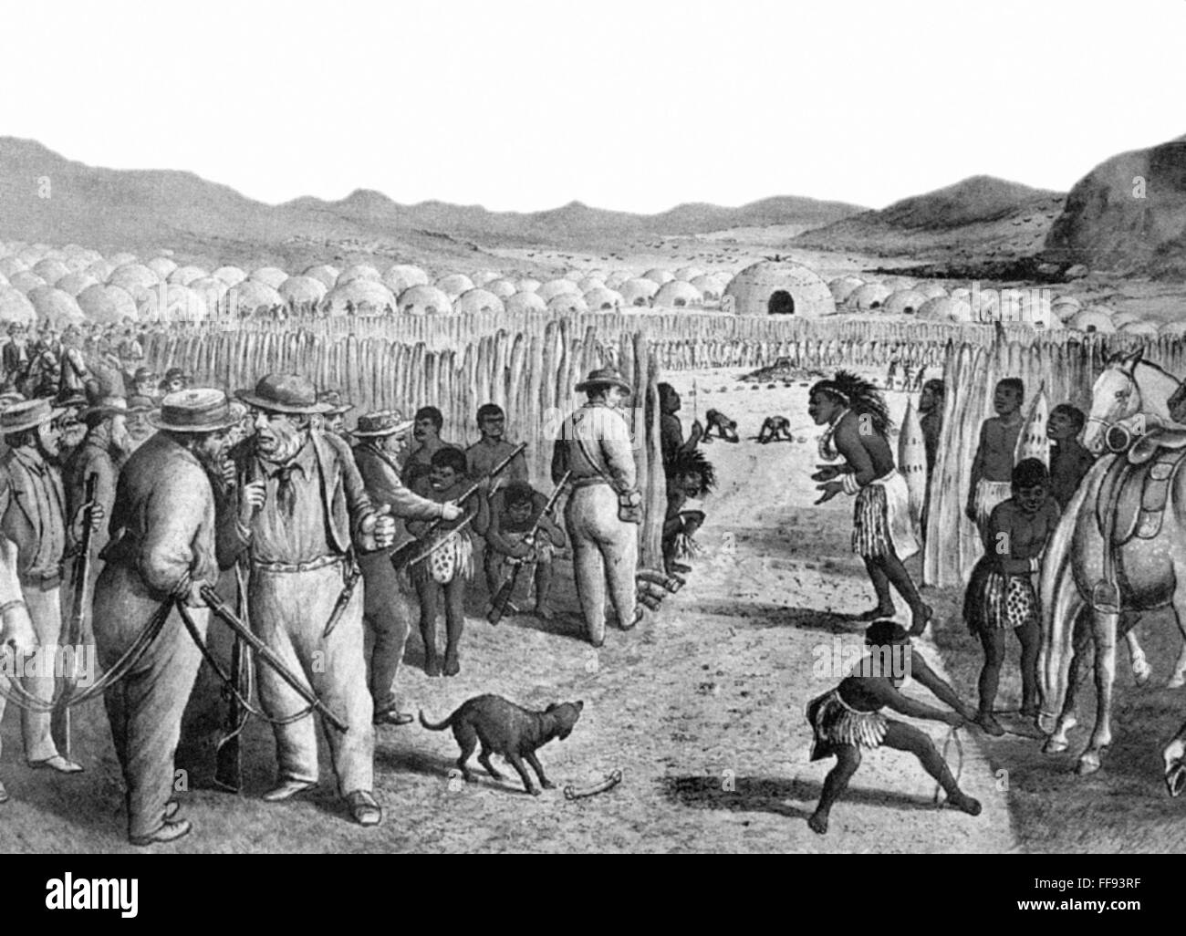 SOUTH AFRICA: BOERS. /nThe Boer leader Piet Retief and his men leaving ...