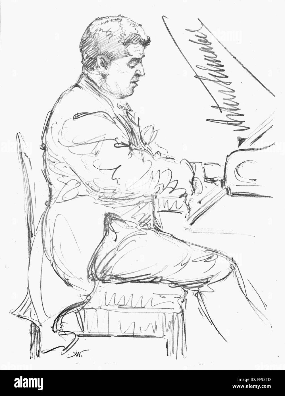 ARTHUR SCHNABEL (1882-1951). /nAustrian pianist. Pencil drawing, c1935 ...