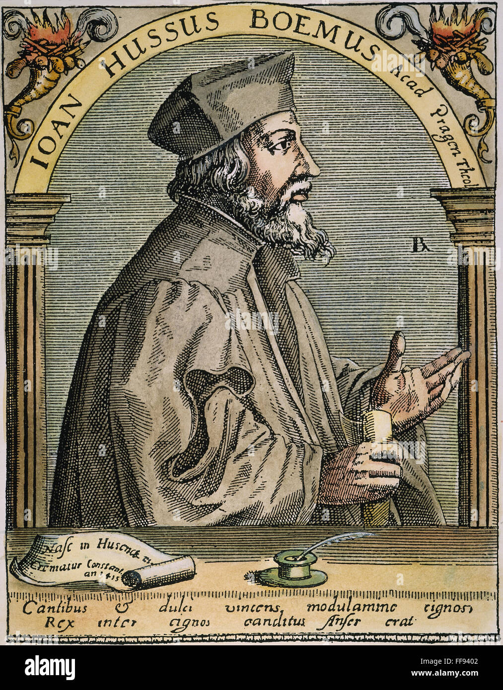 JAN HUS (c1369-1415). /nCzech religious leader. Copper engraving, 17th ...