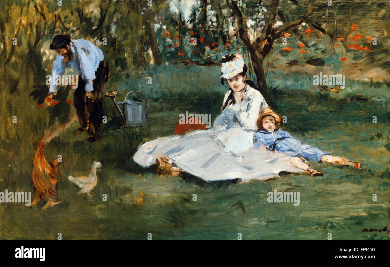 MONET FAMILY IN GARDEN. /nThe Monet Family in the Garden. Oil on canvas ...