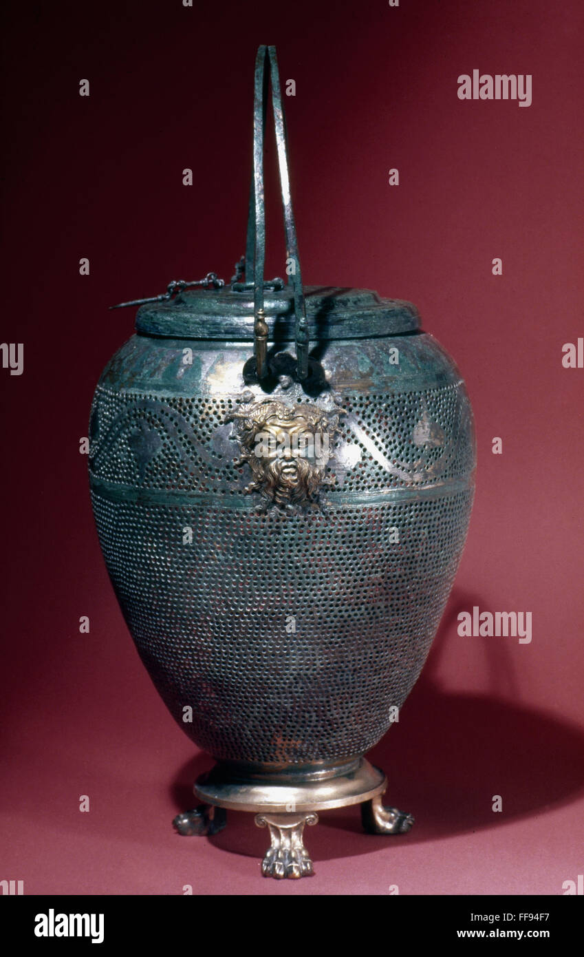 GREEK LANTERN. /nWith head of Pan, bronze, c325-350 B.C Stock Photo - Alamy