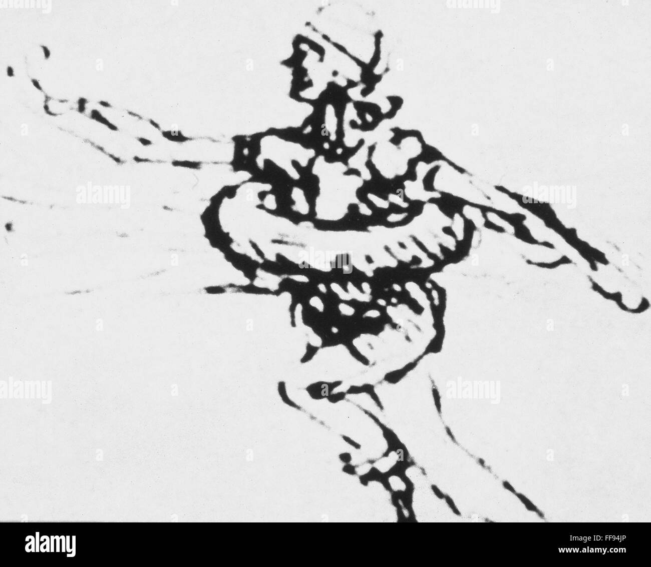 LEONARDO DA VINCI. /nDesign for swimmer's flotation device. Pen-and-ink ...