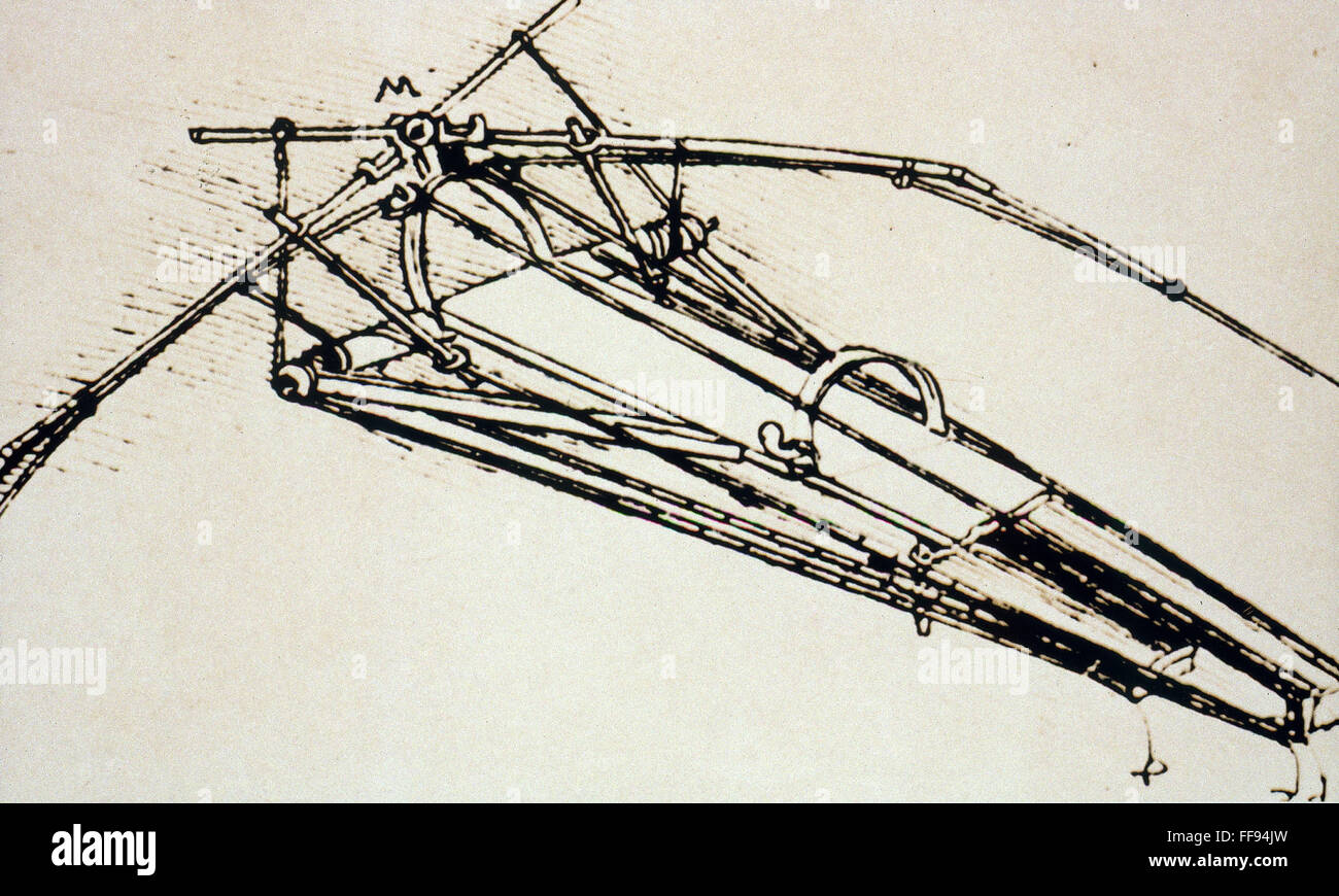 LEONARDO: FLYING MACHINE. /nDesign for a flying machine, by Leonardo da ...