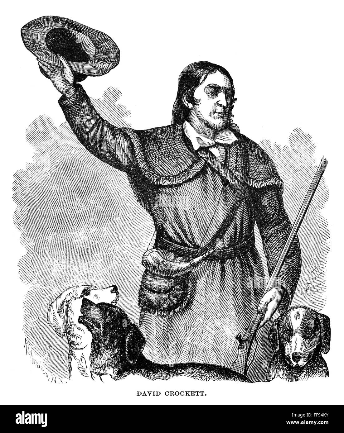 DAVY CROCKETT (1786-1836). /nAmerican frontiersman. Wood engraving ...