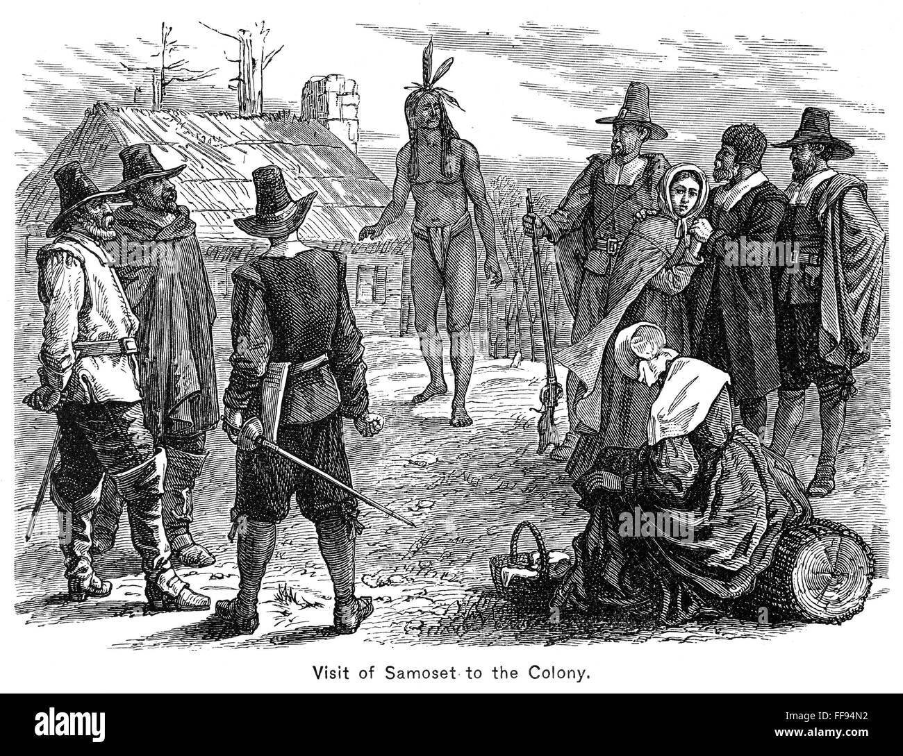 SAMOSET (c1590-1653). /nNative American chief of Monhegan Isle. Samoset ...