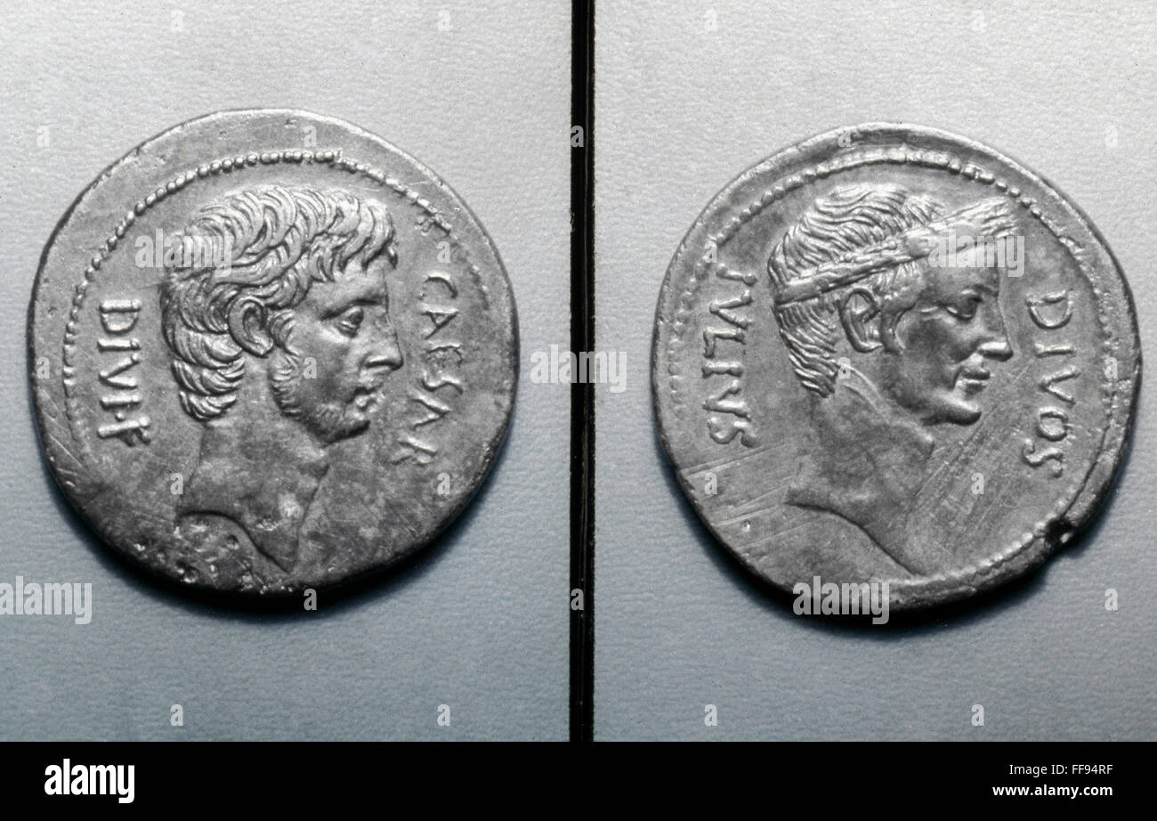 ROMAN COIN: OCTAVIAN. /nRoman brass duponius, c37 B.C. Obv: head of ...