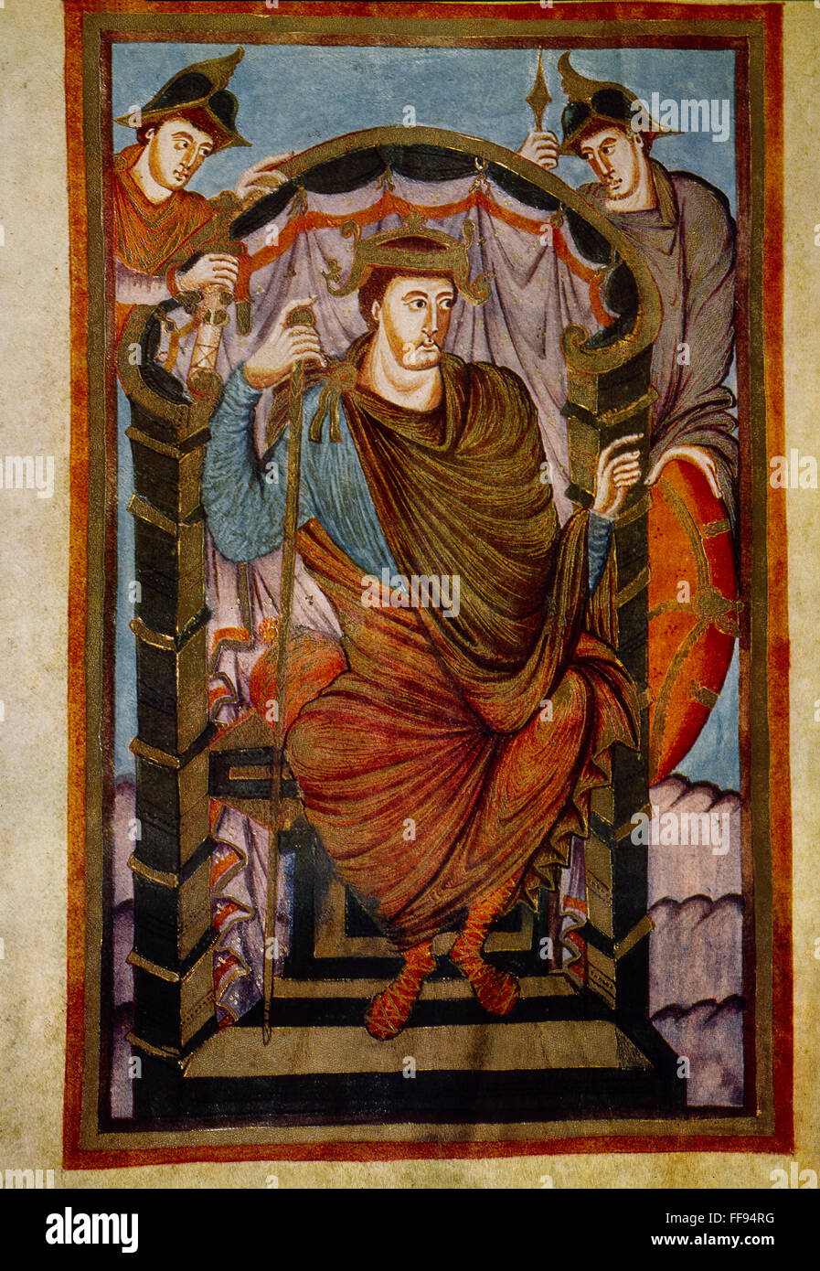 LOTHAIR I (795?-855). /nHoly Roman Emperor. Carolingian manuscript ...