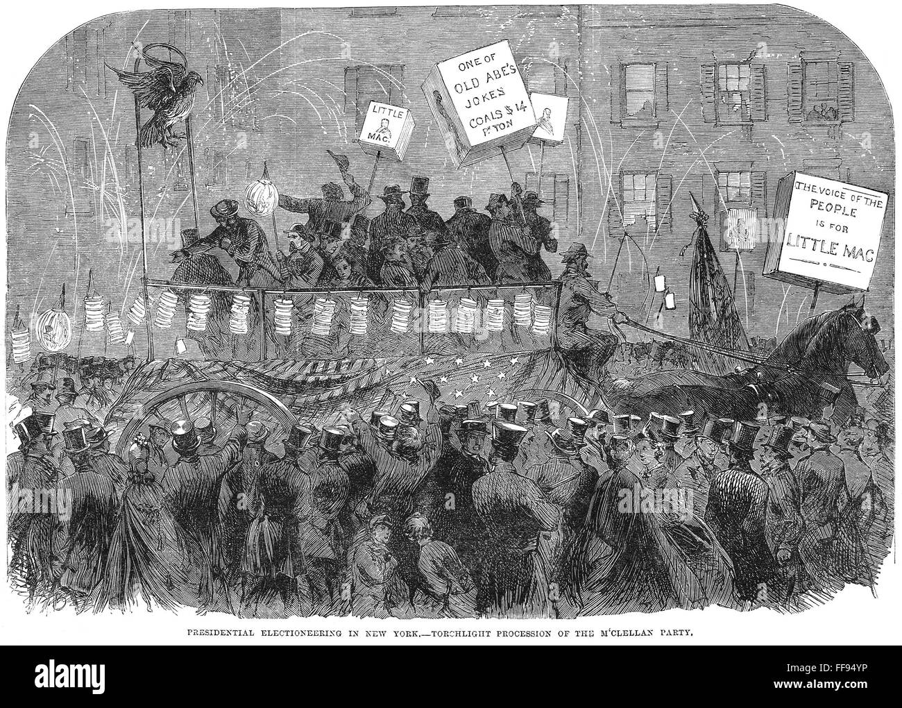 PRESIDENTIAL CAMPAIGN, 1864. /nA torchlight procession in New York in ...