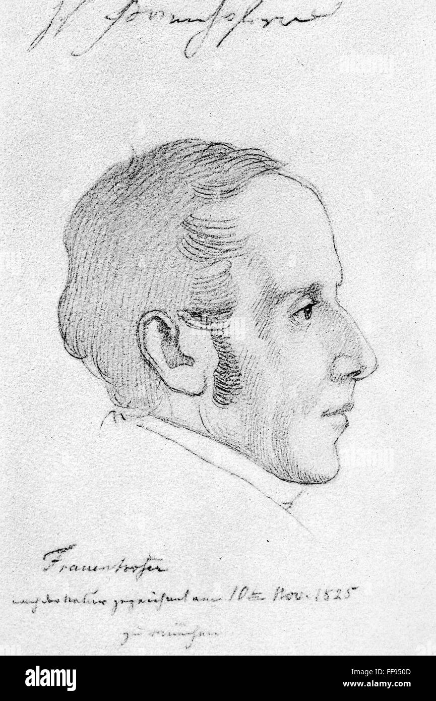 JOSEPH von FRAUNHOFER /n(1787-1826). German physicist. Drawing, 1825 ...