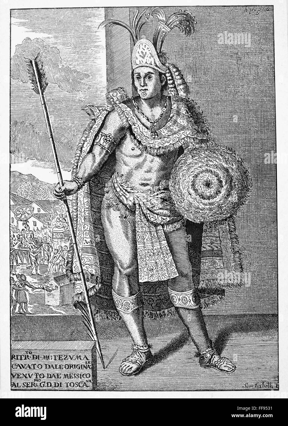 MONTEZUMA II (c1480-1520). /nAztec emperor. Copper engraving by ...