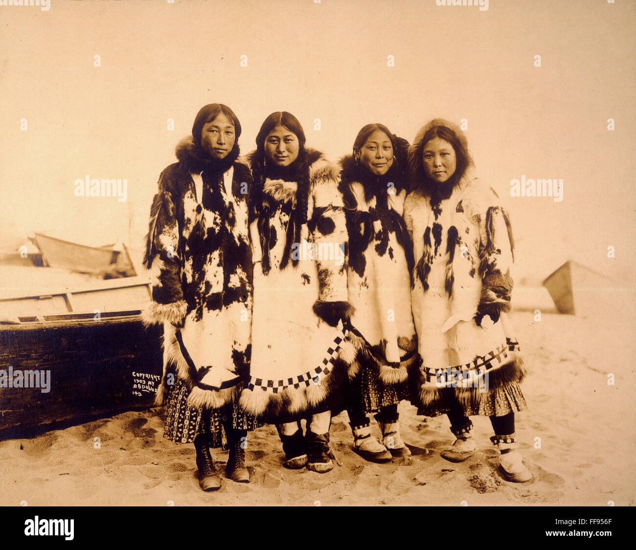 ESKIMO WOMEN, 1903. /nA group of Eskimo women photographed in Alaska in ...