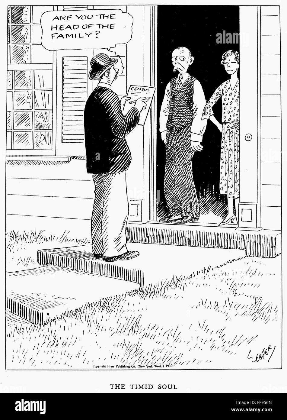 MILQUETOAST: CENSUS. /n'Are You the Head of the Family.' Cartoon, 1930 ...