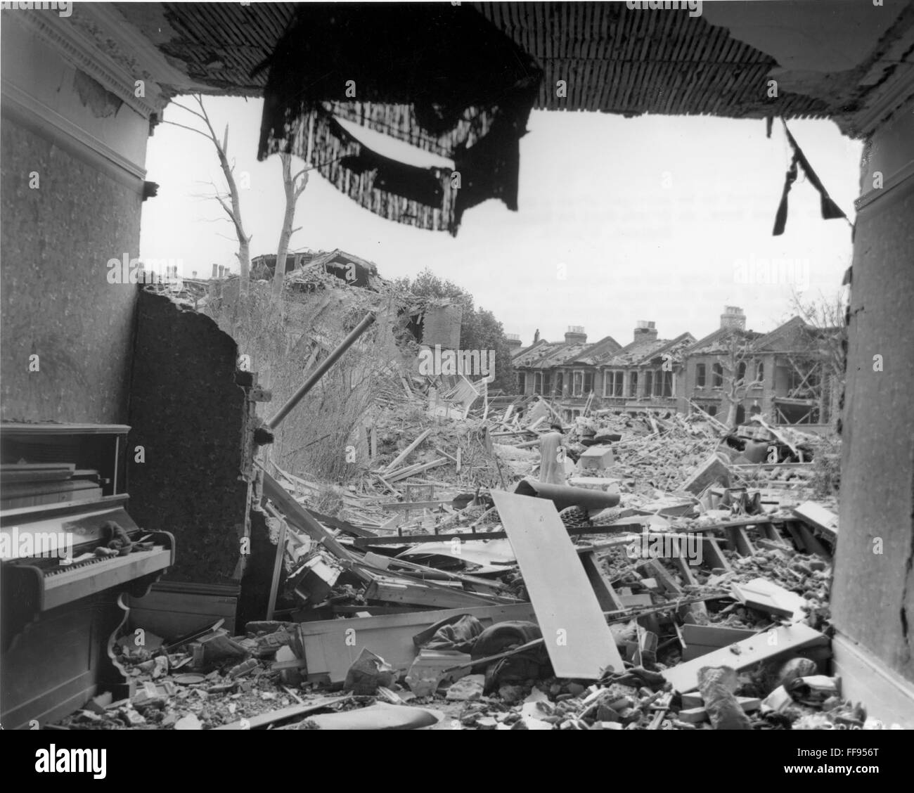 WWII: LONDON BOMBING./nA scene in london after a German robot bomb ...