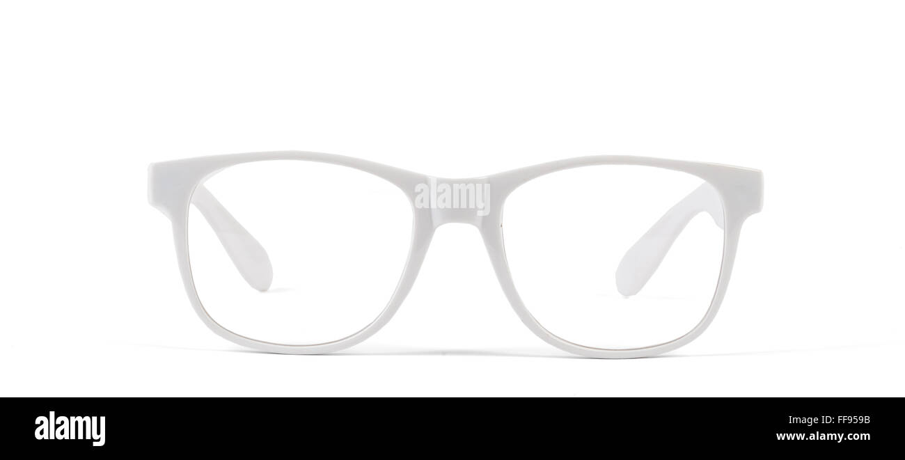 Pair of white eyeglasses Stock Photo - Alamy