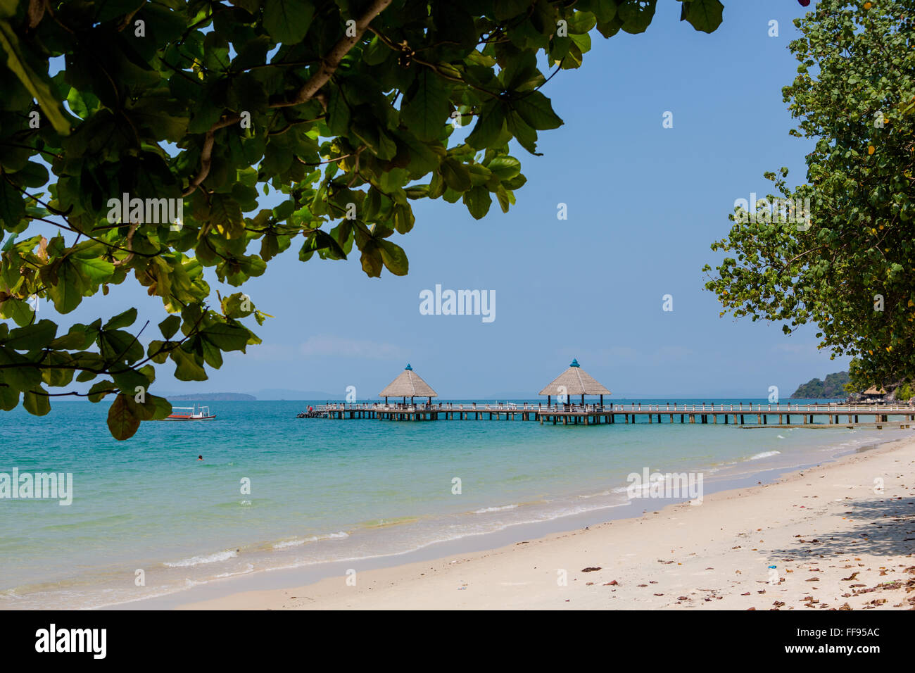Fishing pier at Independence Beach at Sihanoukville, Cambodia Stock ...