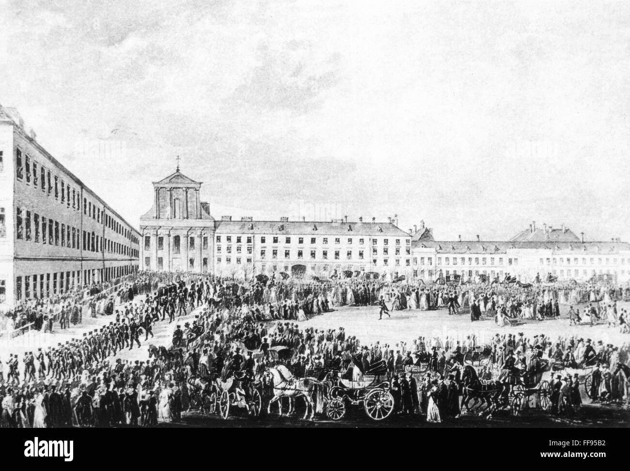 BEETHOVEN'S FUNERAL, 1827. /nLudwig van Beethoven's funeral procession ...