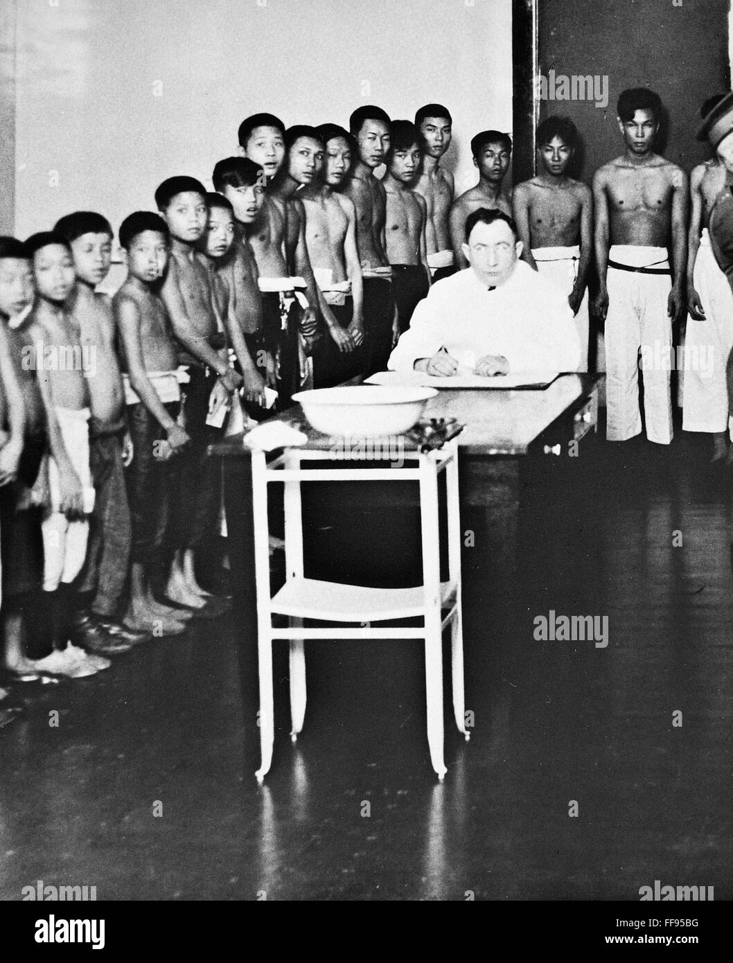 ANGEL ISLAND, c1910. /nChinese boys awaiting medical examinations at ...