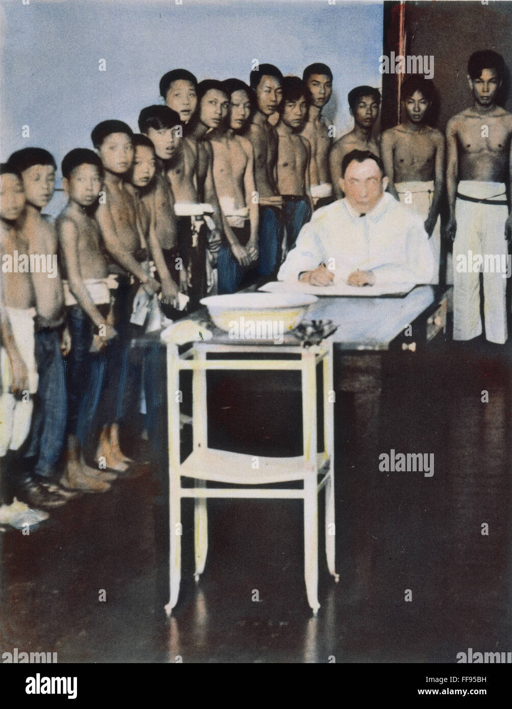 CHINESE IMMIGRANTS, c1910. /nChinese boys awaiting medical examination ...