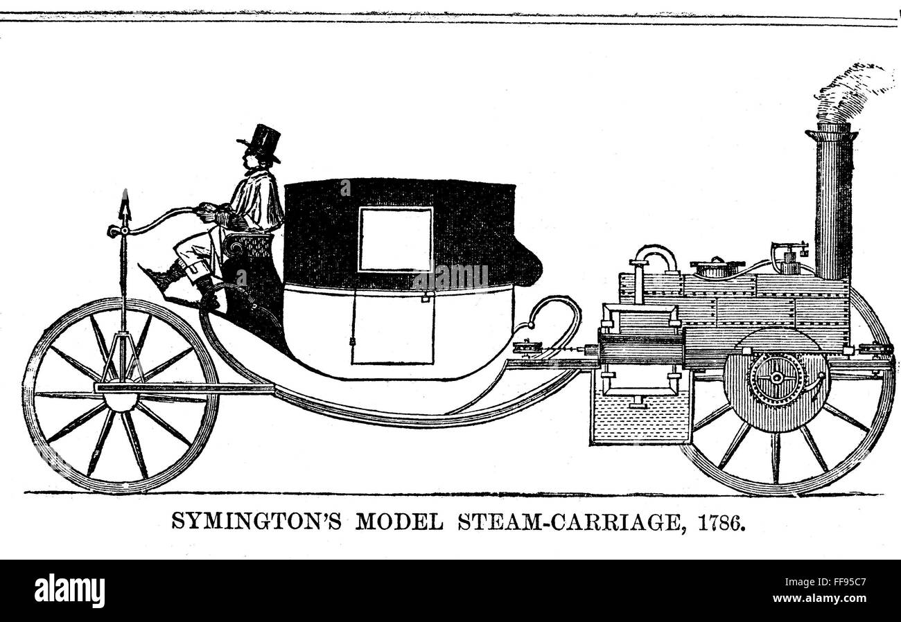 STEAM CARRIAGE, 1786. /nWilliam Symington's carriage propelled by a ...
