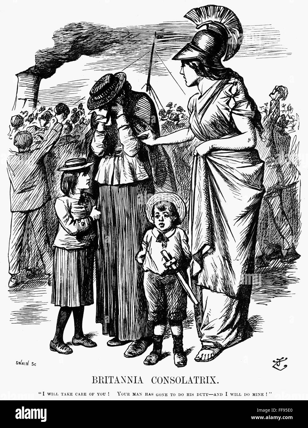 BOER WAR CARTOON, 1899. /n'Britannia Consolatrix.' An 1899 cartoon from ...