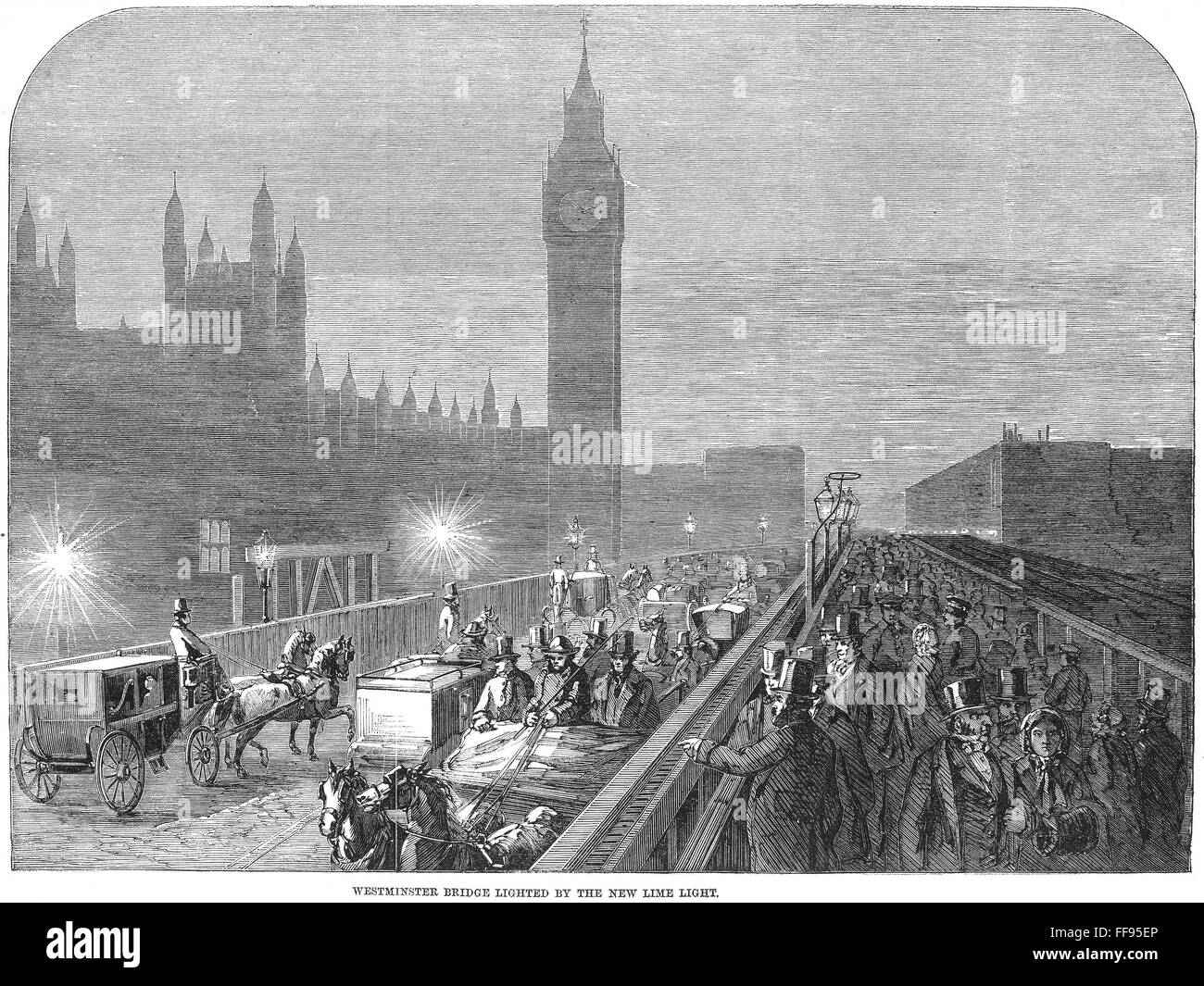 WESTMINSTER BRIDGE, 1860. /nA view of Westminster Bridge, London ...