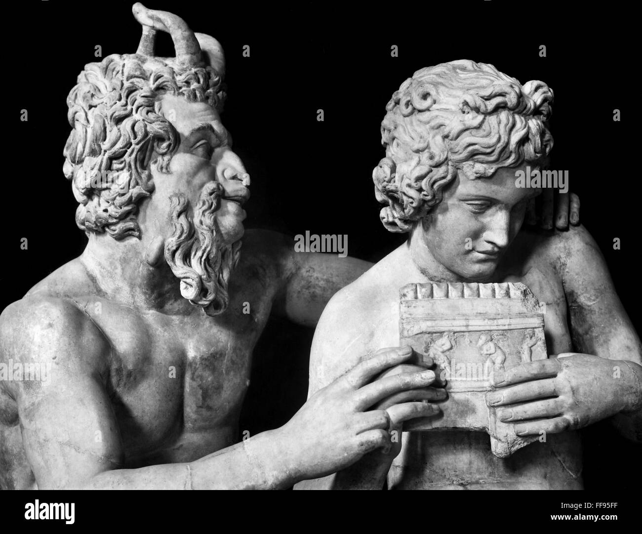 MYTHOLOGY: PAN. /nPan teaching Olympo to play the pipes. Detail of an ...