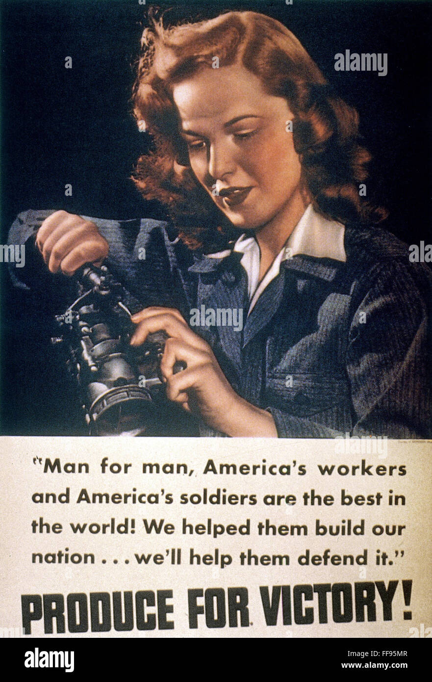 U.S. WORLD WAR II POSTER. /n"Produce For Victory": Recruitment of women ...