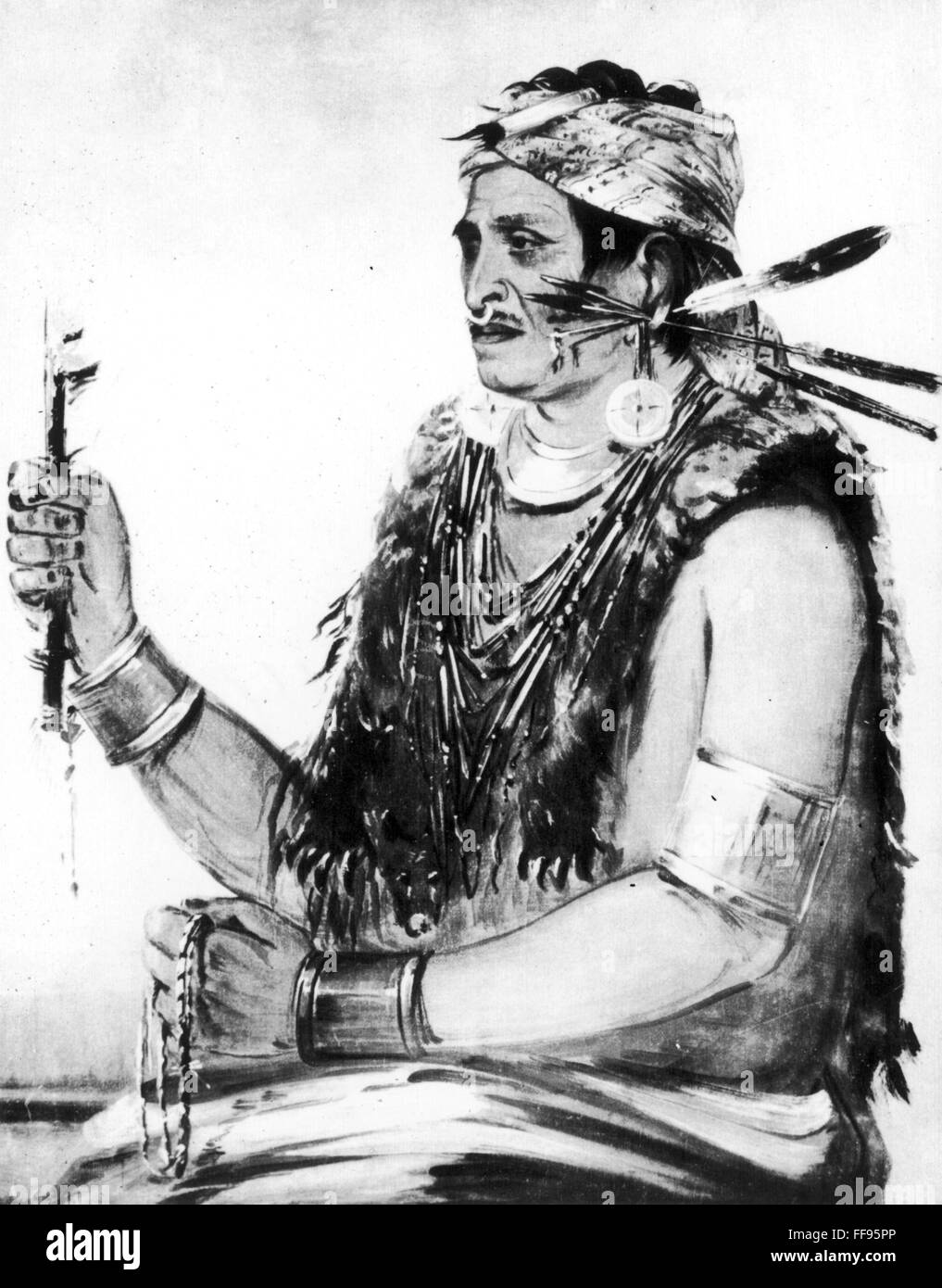 TENSKWATAWA (c1768-1834). /n'The Prophet'. Native American Shawnee ...