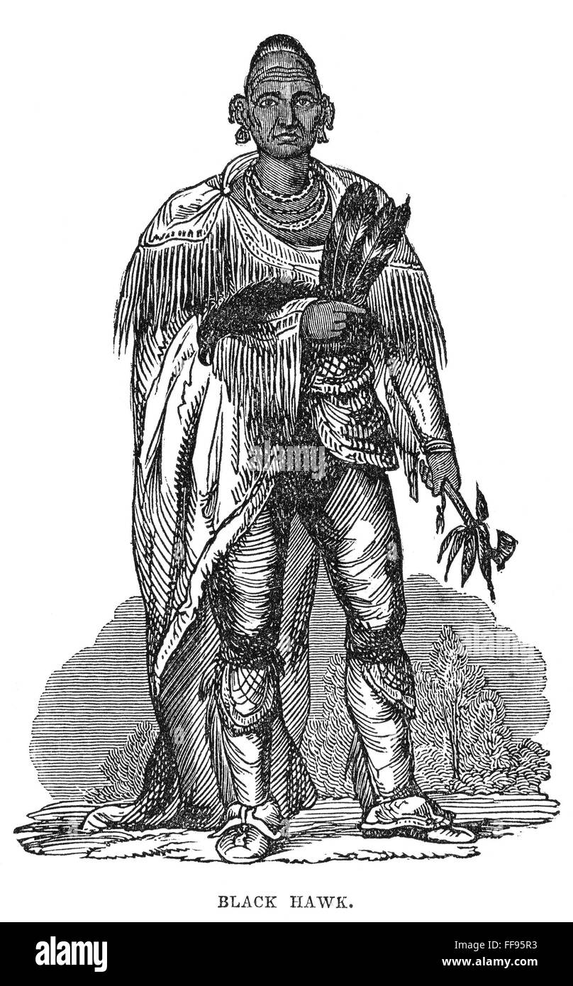 BLACK HAWK (1767-1838). /nNative American Sauk chief. Wood engraving ...