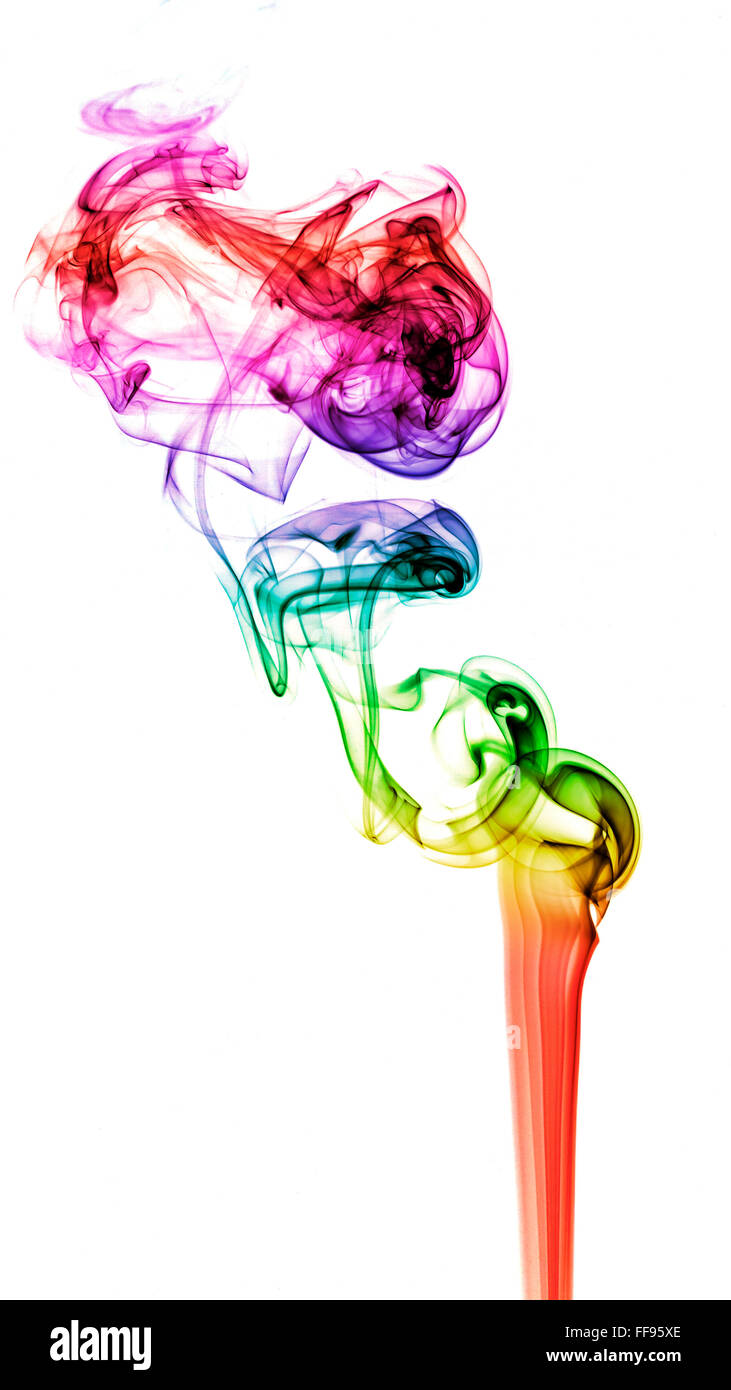 Colored smoke on white background Stock Photo - Alamy