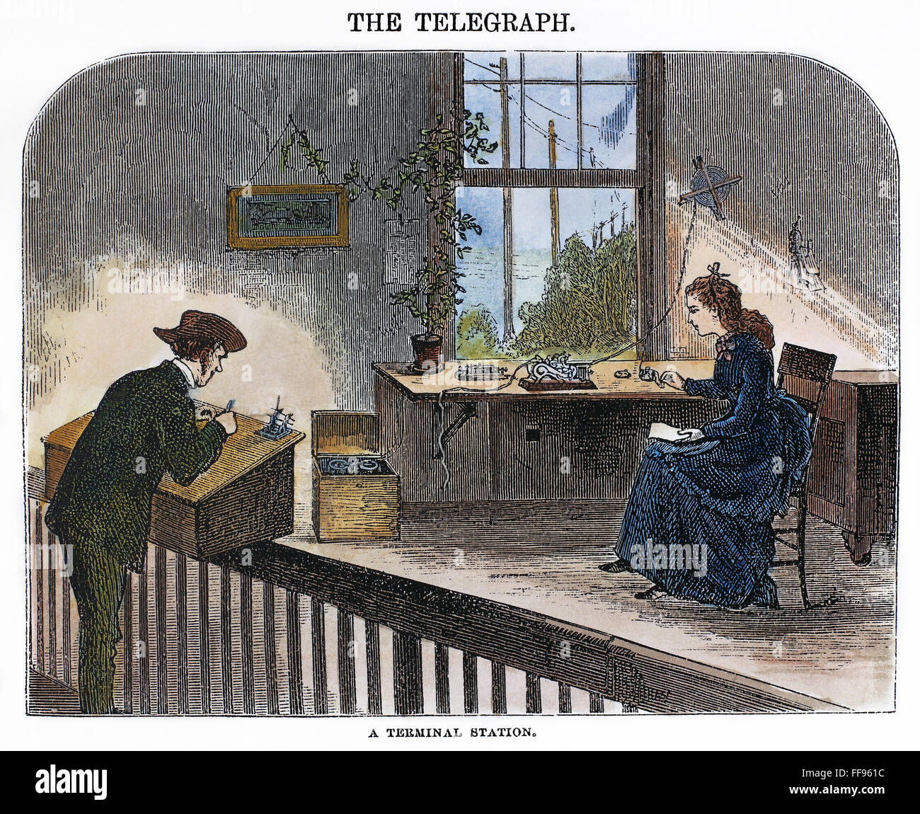 TELEGRAPH OFFICE, 1873. /n'A terminal station.' A Western Union ...