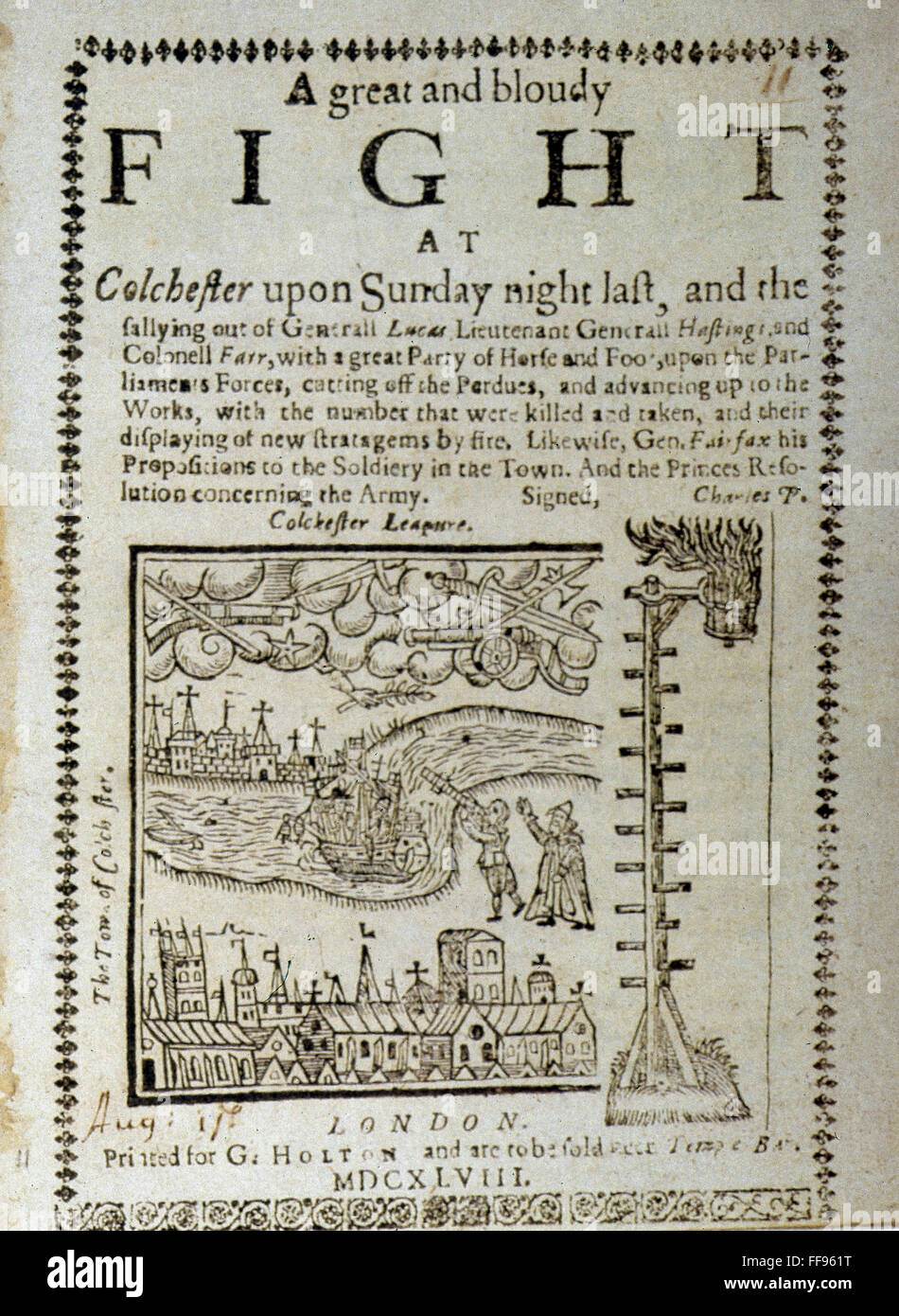 ENGLISH PAMPHLET, 1648. /nPamphlet describing the siege of Royalists at ...
