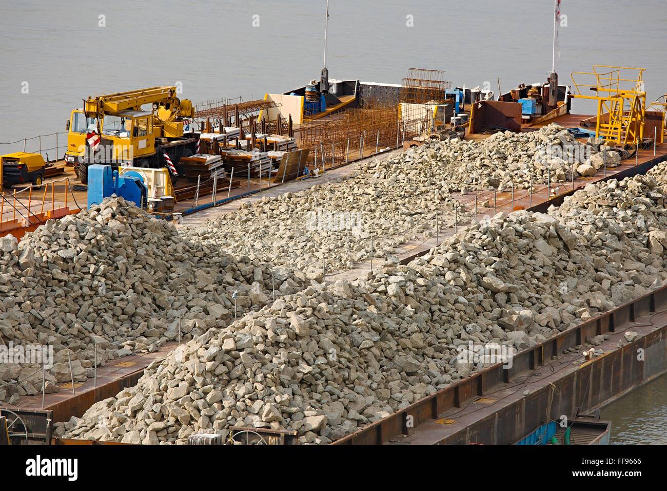 Barges with stones Stock Photo - Alamy