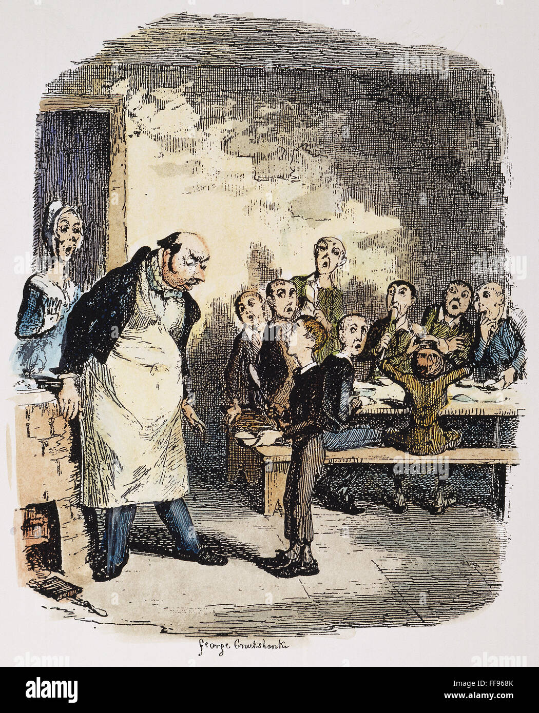 OLIVER TWIST, 1837-38. /nOliver asking for more gruel: etching by ...