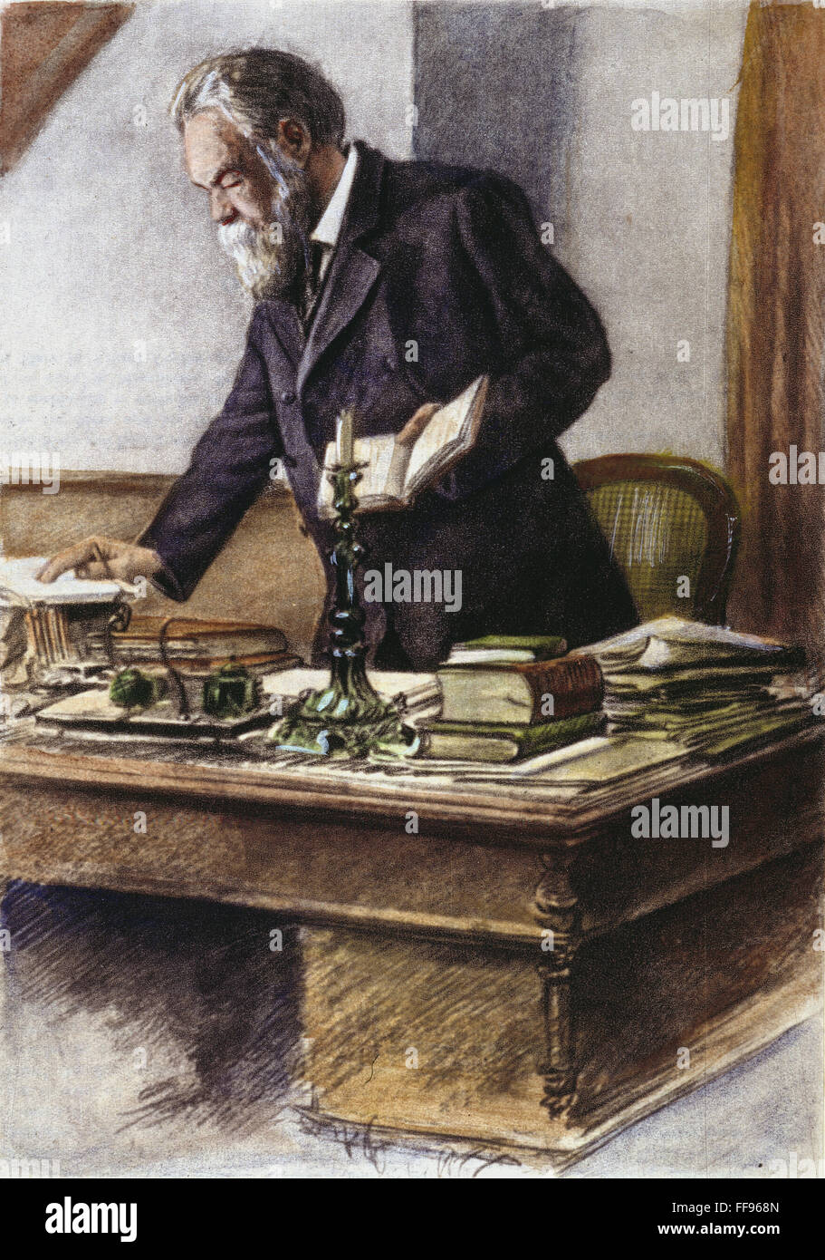 FRIEDRICH ENGELS (1820-1895). /nGerman socialist. Drawing by Nikolai ...