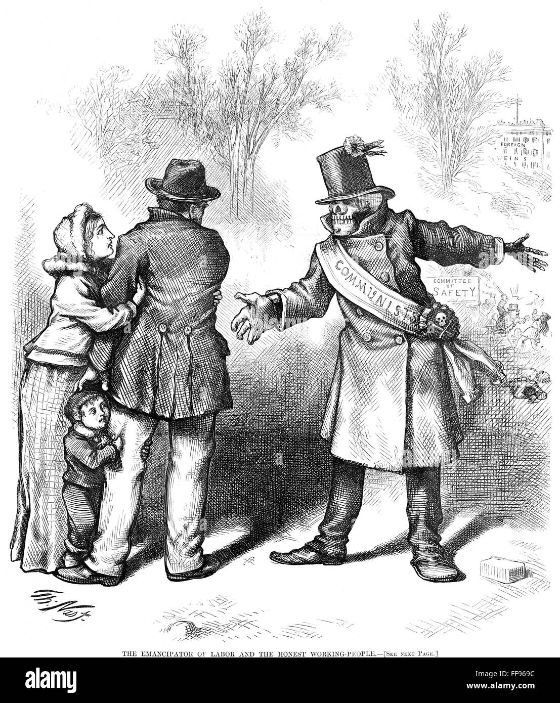 ANTI-LABOR UNION CARTOON./n'The Emancipator of Labor and the Honest ...