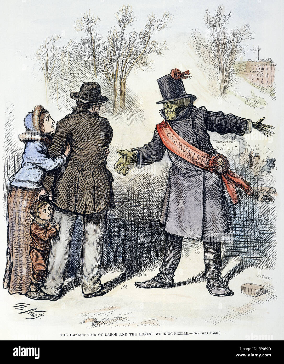 ANTI-LABOR UNION CARTOON. /n'The Emancipator of Labor and the Honest ...