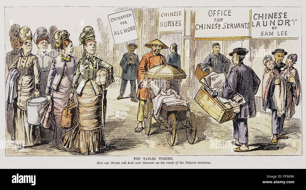 CHINESE IMMIGRANTS, 1880. /n'The Tables Turned': American cartoon, 1880 ...