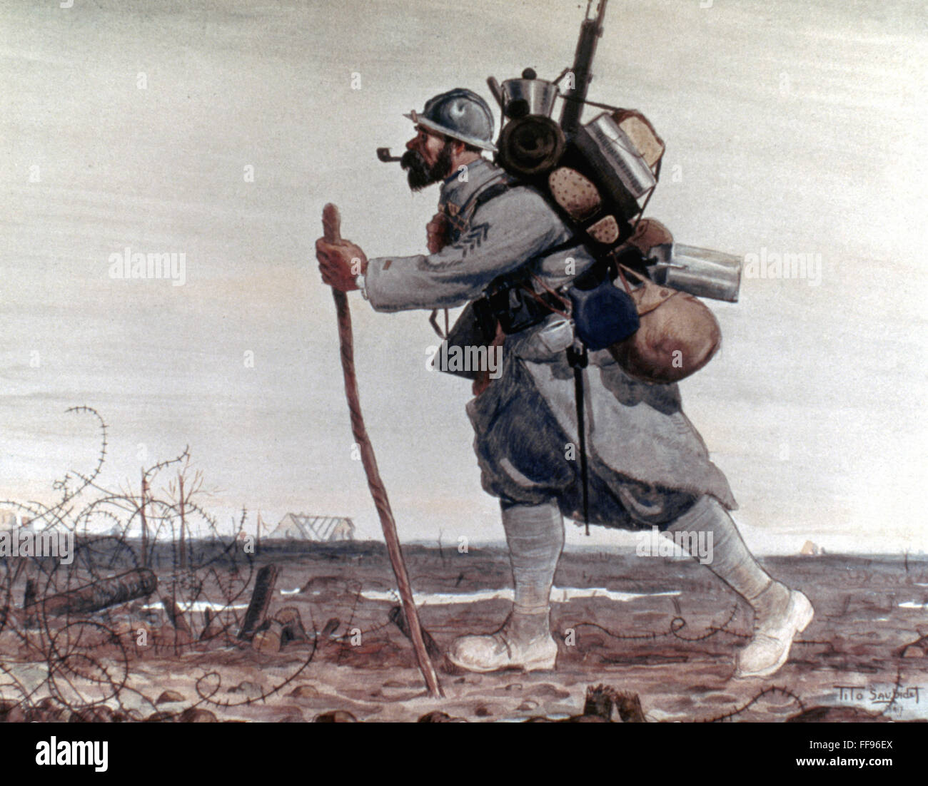 FRENCH SOLDIER, 1917. /nAn unshaven French infantryman. French cartoon ...