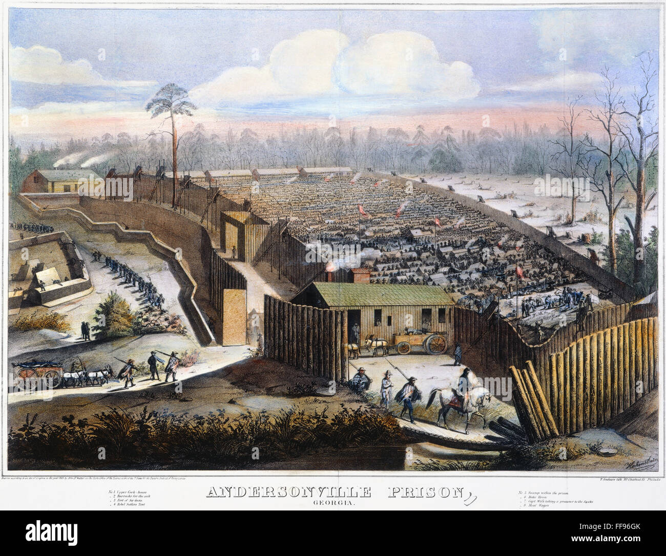 ANDERSONVILLE PRISON, 1864. /nNorth view of Andersonville Prison ...