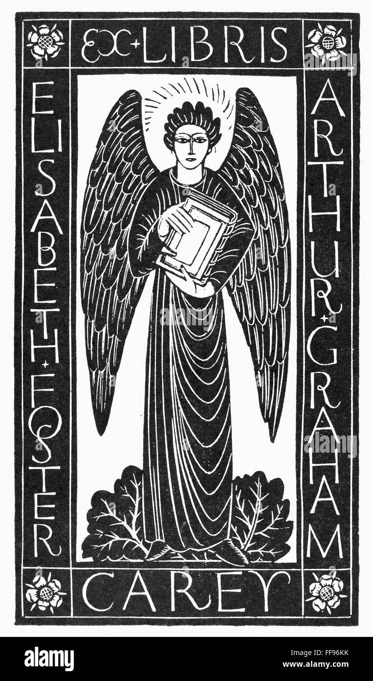 ANGEL BOOKPLATE, 1928. /nDesign by Eric Gill Stock Photo - Alamy
