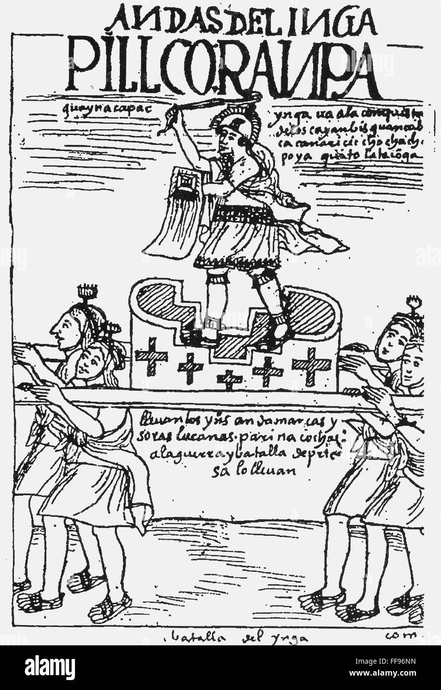 INCA WARRIOR. /nAn Inca warrior being carried in to battle on a litter ...