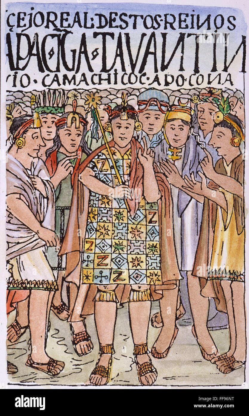 INCAN KING & COUNCIL, 1583. /nAn Incan king surrounded by members of ...