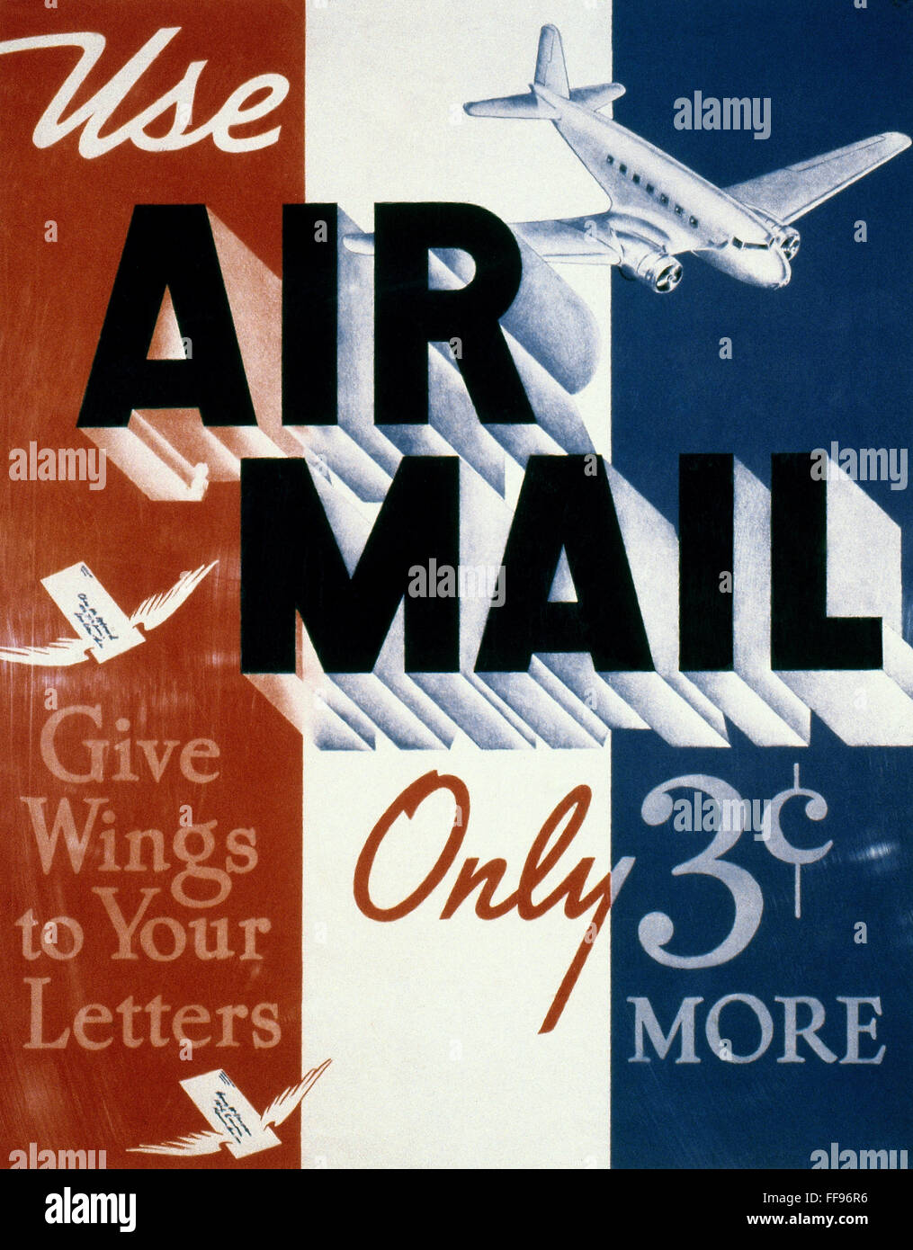 AIR MAIL POSTER, c1935. /nU.S. Post Office poster, offering six cent ...