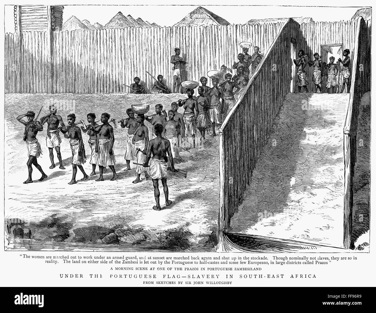 SLAVERY: AFRICA, 1892. /nAfrican slaves at a Portuguese fort in ...