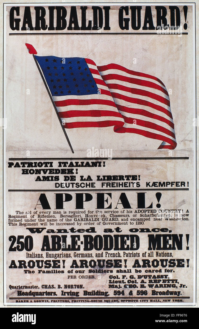 CIVIL WAR: RECRUITNG, 1861. /nCivil War recruiting poster, 1861 ...