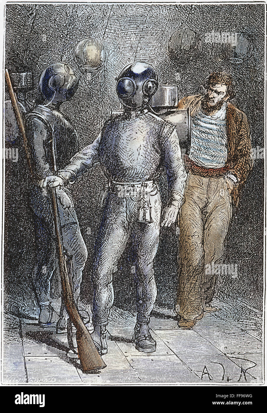 VERNE: 20,000 LEAGUES, 1870. /nProfessor Aronnax outfitted for a walk ...