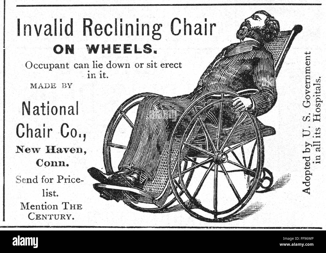 WHEELCHAIR, 19th CENTURY. /nAmerican advertisment, late 19th century ...