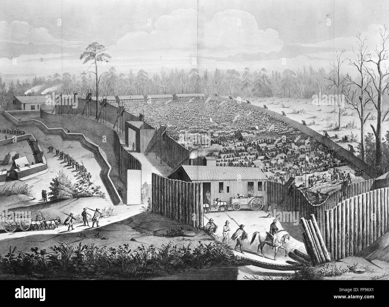 CIVIL WAR: PRISON, 1865. /nNorth view of Andersonville Prison, Georgia ...