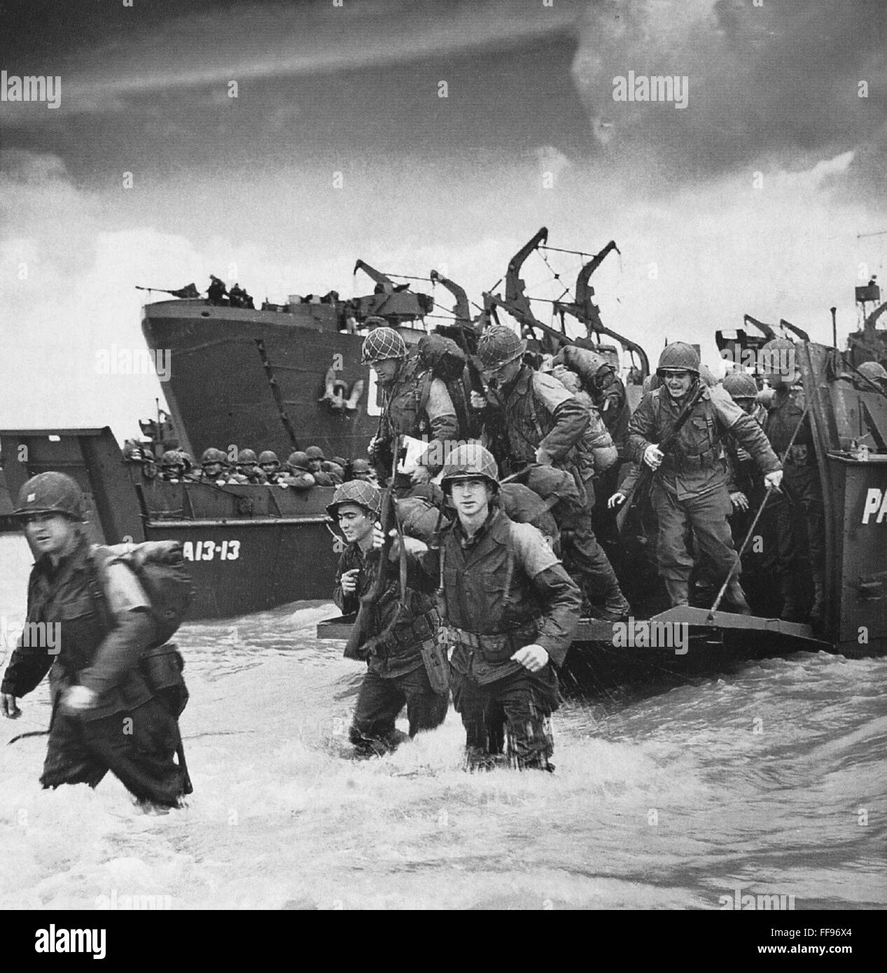 WORLD WAR II: D-DAY, 1944. /nAmerican soldiers landing on the coast at ...